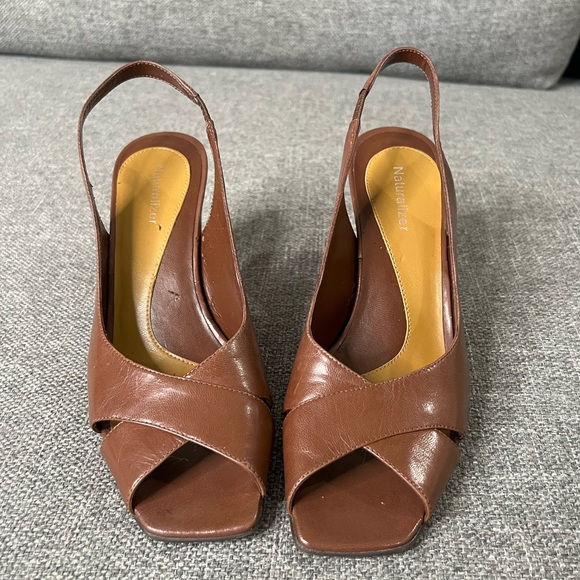 Naturalizer | Shoes | Naturalizer Brown Leather Sling Back Open Toe ...